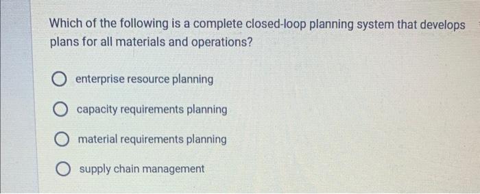 Solved Which of the following is a complete closed-loop | Chegg.com