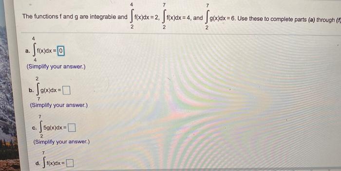 Solved 7 7 The Functions F And G Are Integrable And F X Dx