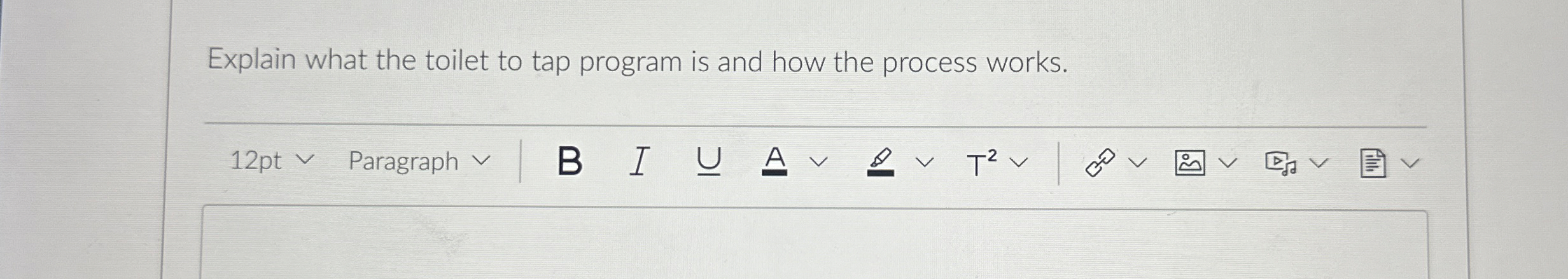 Solved Explain what the toilet to tap program is and how the | Chegg.com