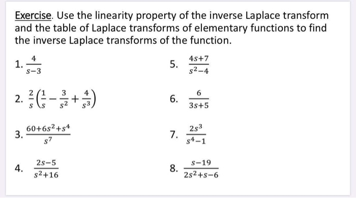 Solved Exercise. Use the linearity property of the inverse | Chegg.com