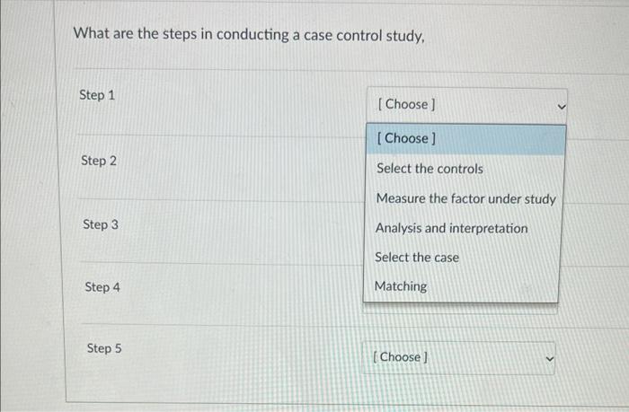 Solved What are the steps in conducting a case control | Chegg.com