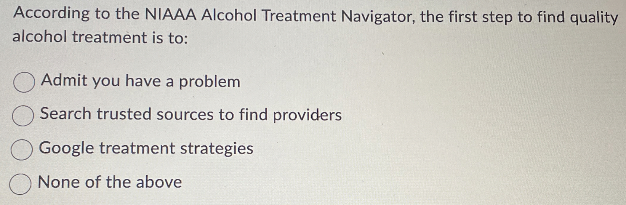 Solved According to the NIAAA Alcohol Treatment Navigator, | Chegg.com