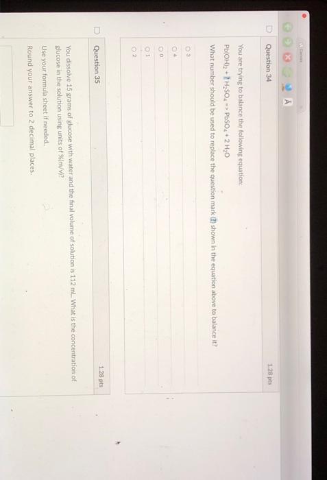 Solved Canvas Question 34 You are trying to balance the | Chegg.com