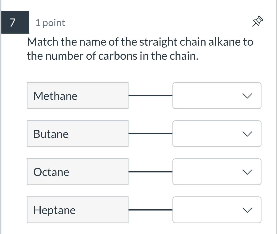 Solved 1 ﻿pointMatch the name of the straight chain alkane | Chegg.com
