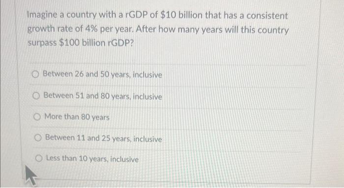 Solved Imagine a country with a rGDP of $10 billion that has | Chegg.com