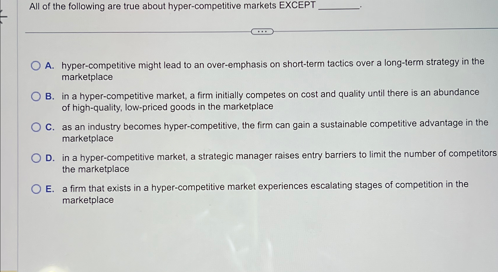 Solved All of the following are true about hyper-competitive | Chegg.com