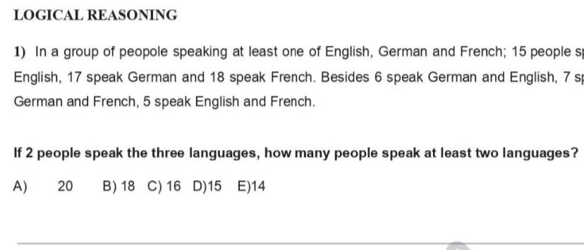 Solved LOGICAL REASONING 1) In a group of peopole speaking | Chegg.com