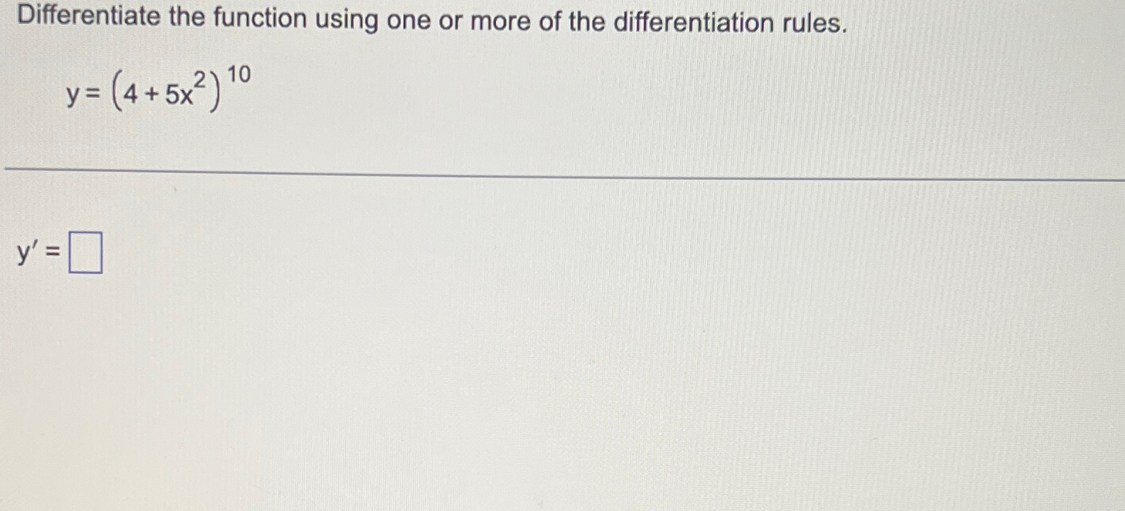Solved Differentiate the function using one or more of the | Chegg.com