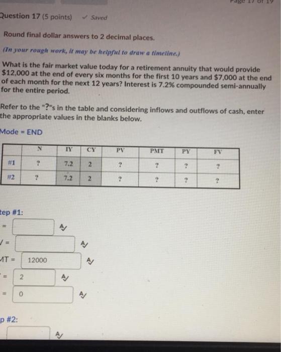 Solved Question 17 (5 points) Saved Round final dollar | Chegg.com
