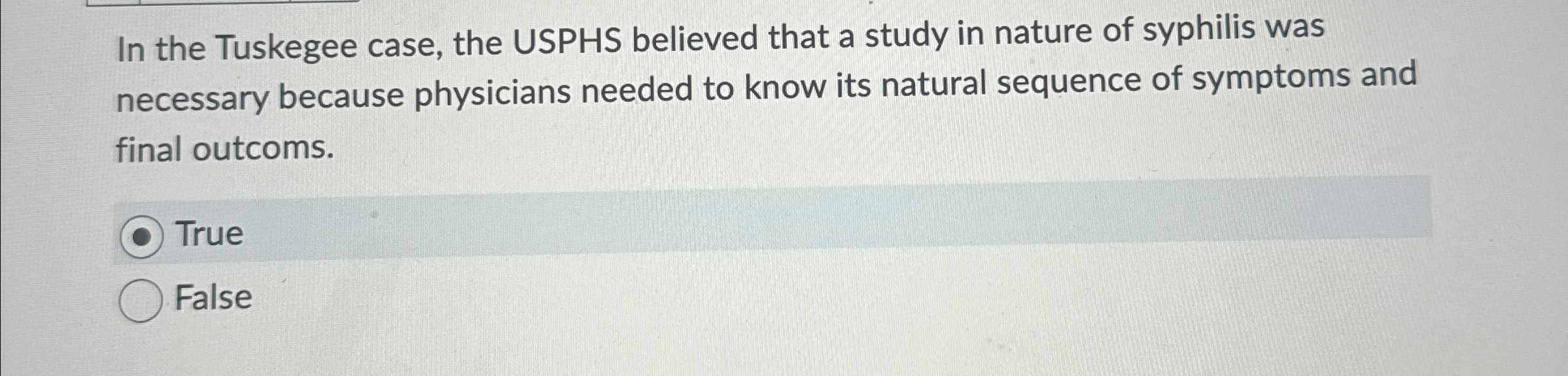 Solved In the Tuskegee case, the USPHS believed that a study | Chegg.com