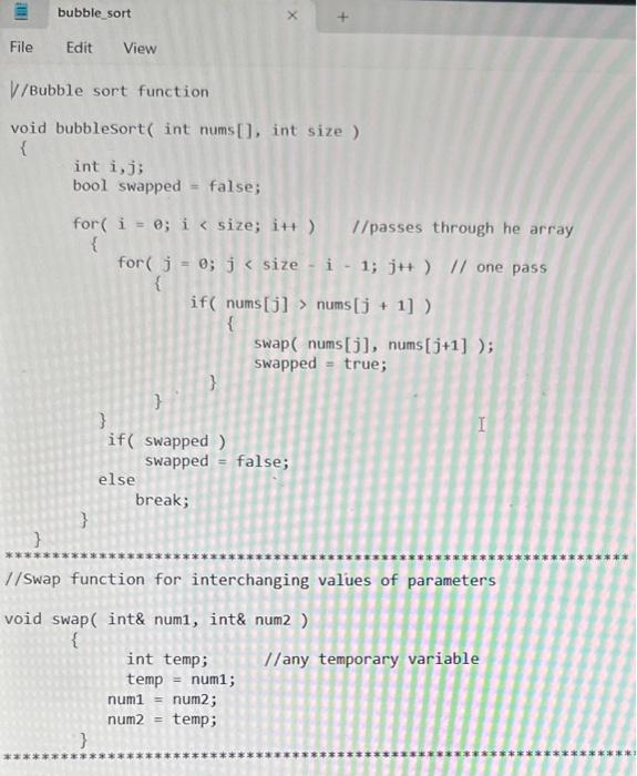 Solved There are two file added bubble_sort and nums file | Chegg.com