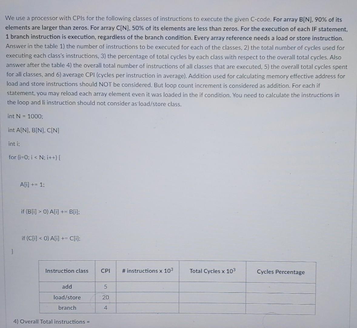 Solved We use a processor with CPIs for the following | Chegg.com