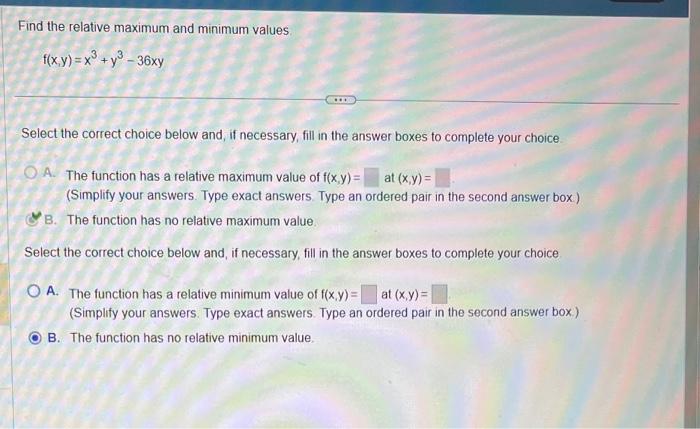 Solved Find the relative maximum and minimum values. | Chegg.com