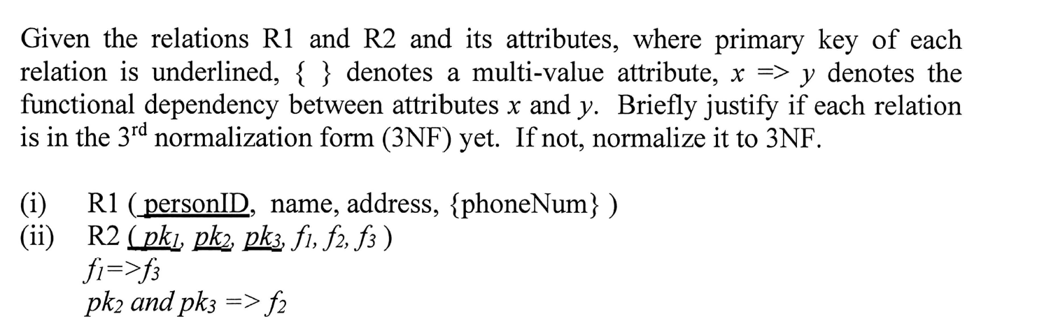 Solved Given the relations R1 ﻿and R2 ﻿and its attributes, | Chegg.com