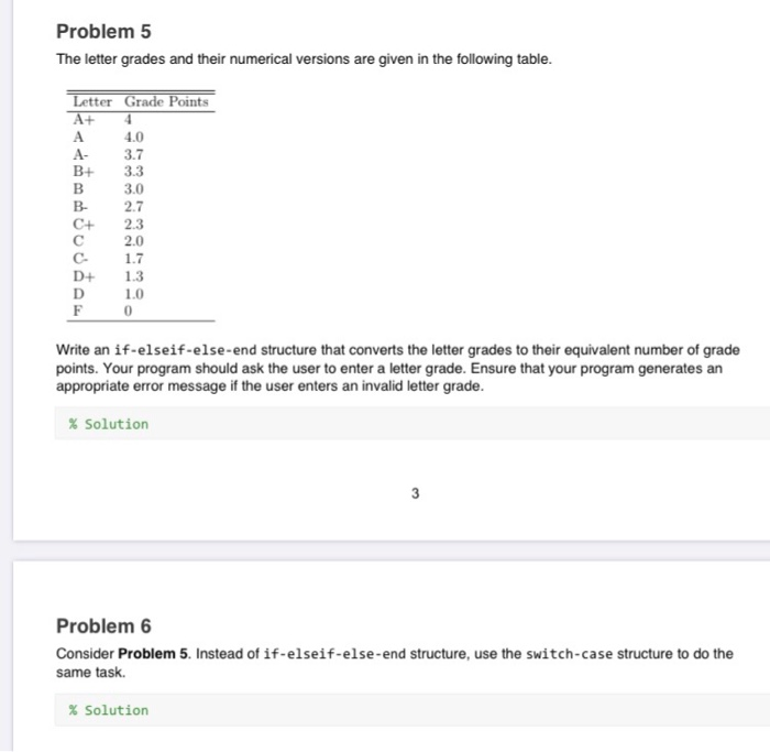 Solved Problem 5 The letter grades and their numerical | Chegg.com