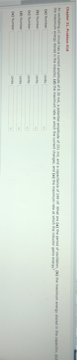 Solved Chapter 31. Problem is An oscillating LC circuit has | Chegg.com