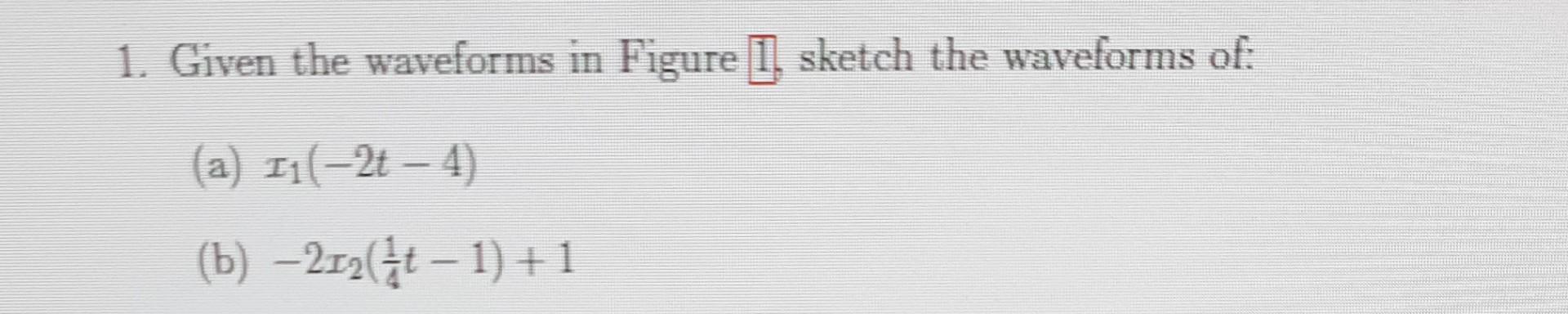 Solved 1. Given the waveforms in Figure 1] sketch the | Chegg.com