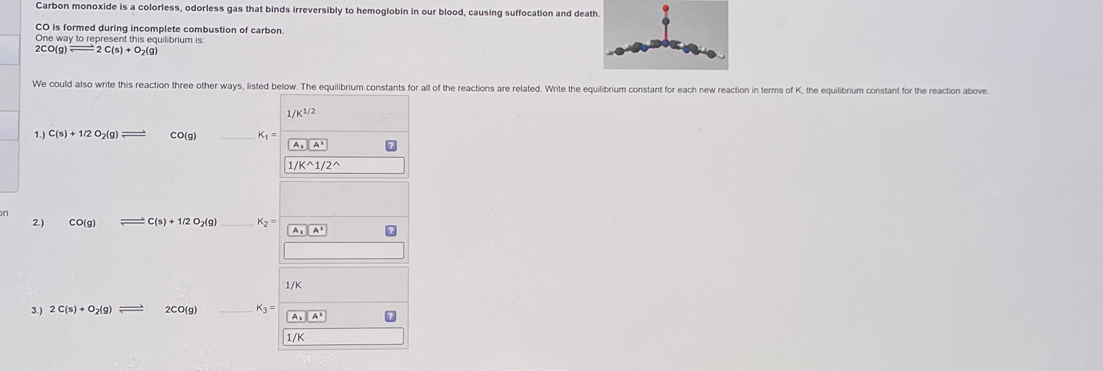 Solved Carbon monoxide is a colorless, odorless gas that | Chegg.com