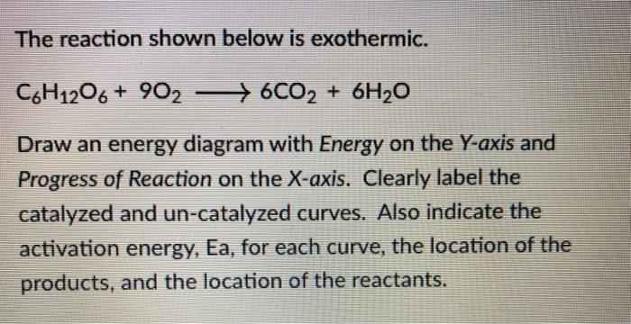 Solved The reaction shown below is exothermic. C6H12O6 + 902 | Chegg.com