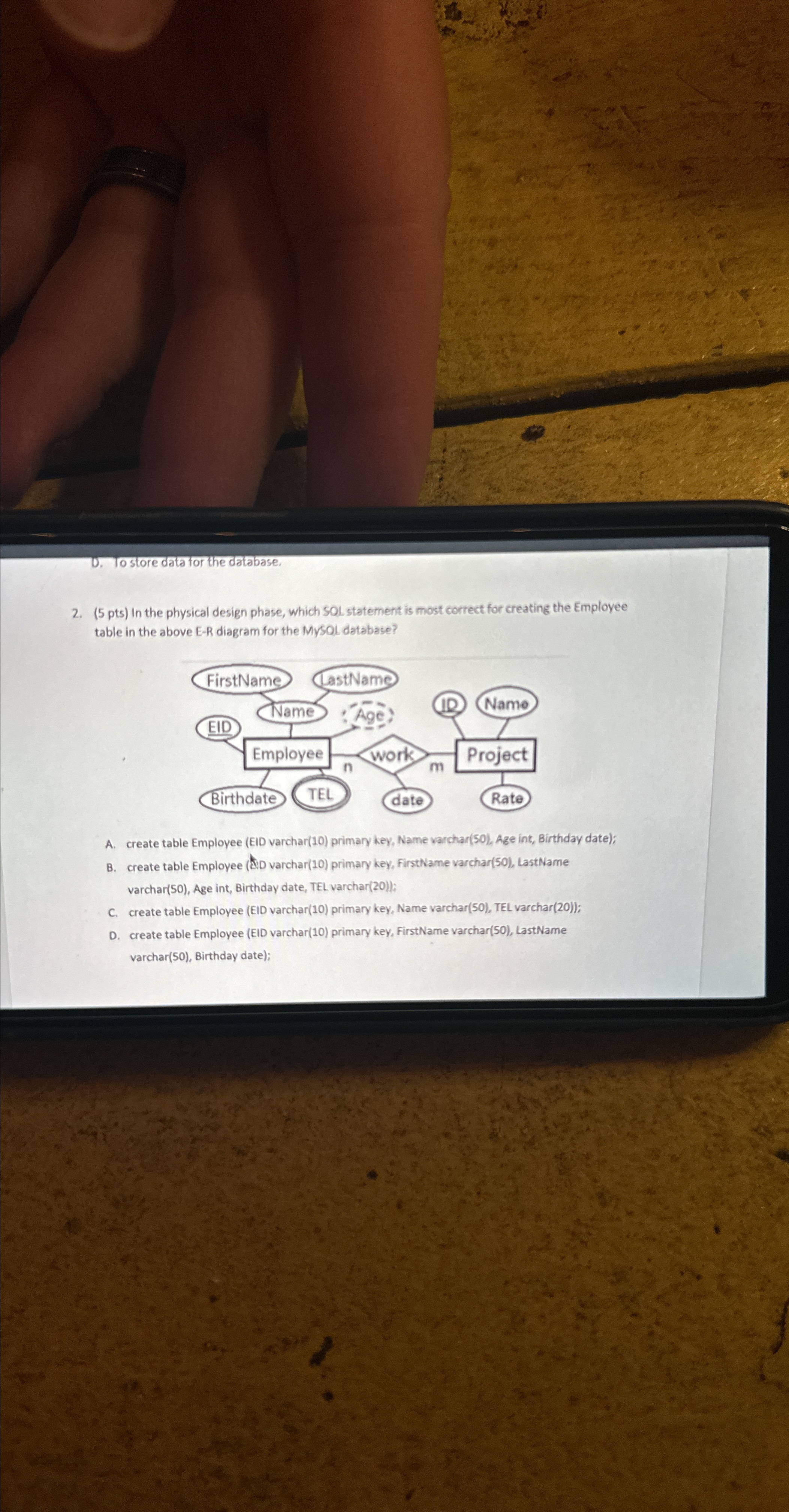 Solved create table Employee (EID varchar(10) ﻿primary key, | Chegg.com