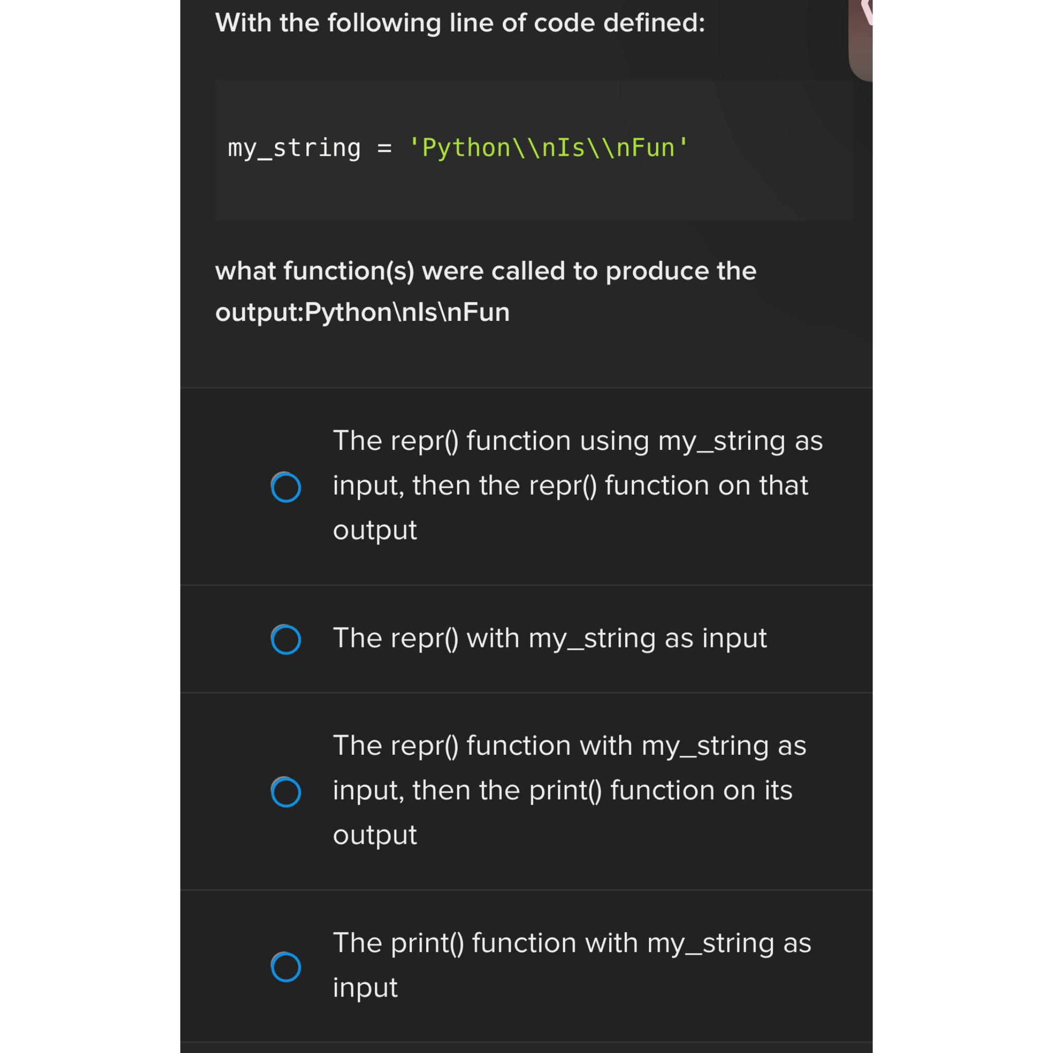 Solved With the following line of code defined:my_string = | Chegg.com