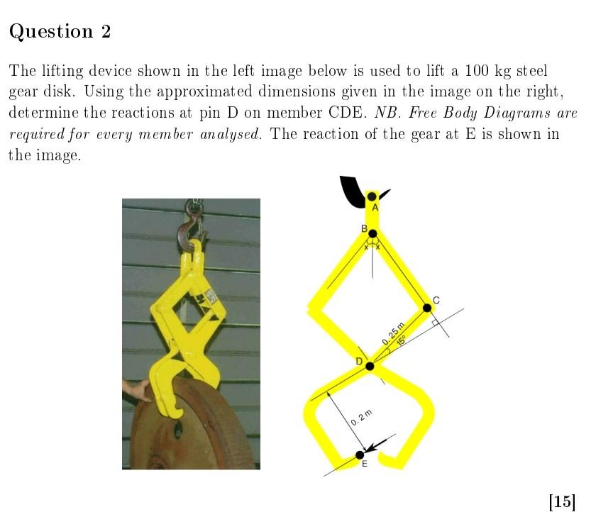 [Solved]: The lifting device shown in the left image be
