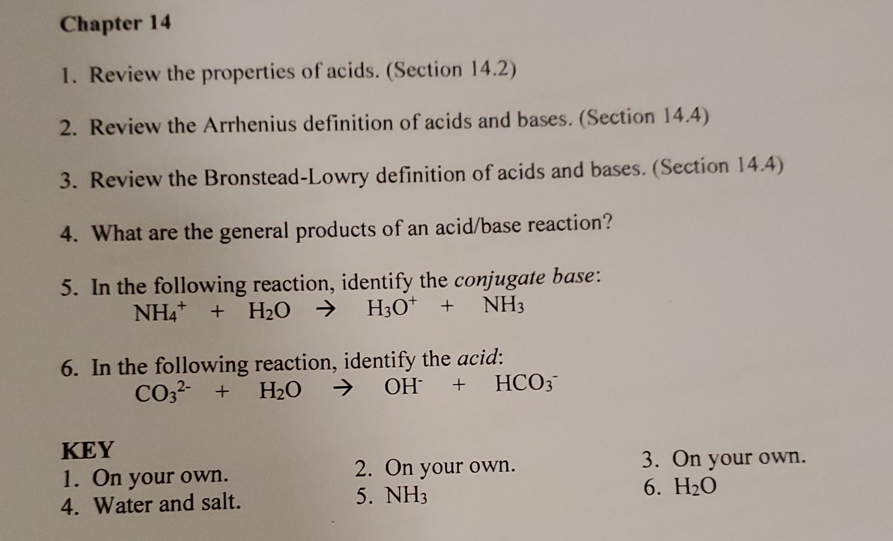 Solved Chapter 14Review the properties of acids. (Section | Chegg.com