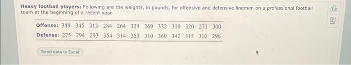 Heavy football players: Following are the weights, in | Chegg.com