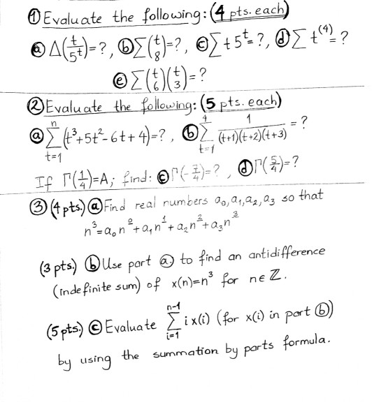 ? 1 Evaluate the following:(4 pts. each) @46)-?, | Chegg.com