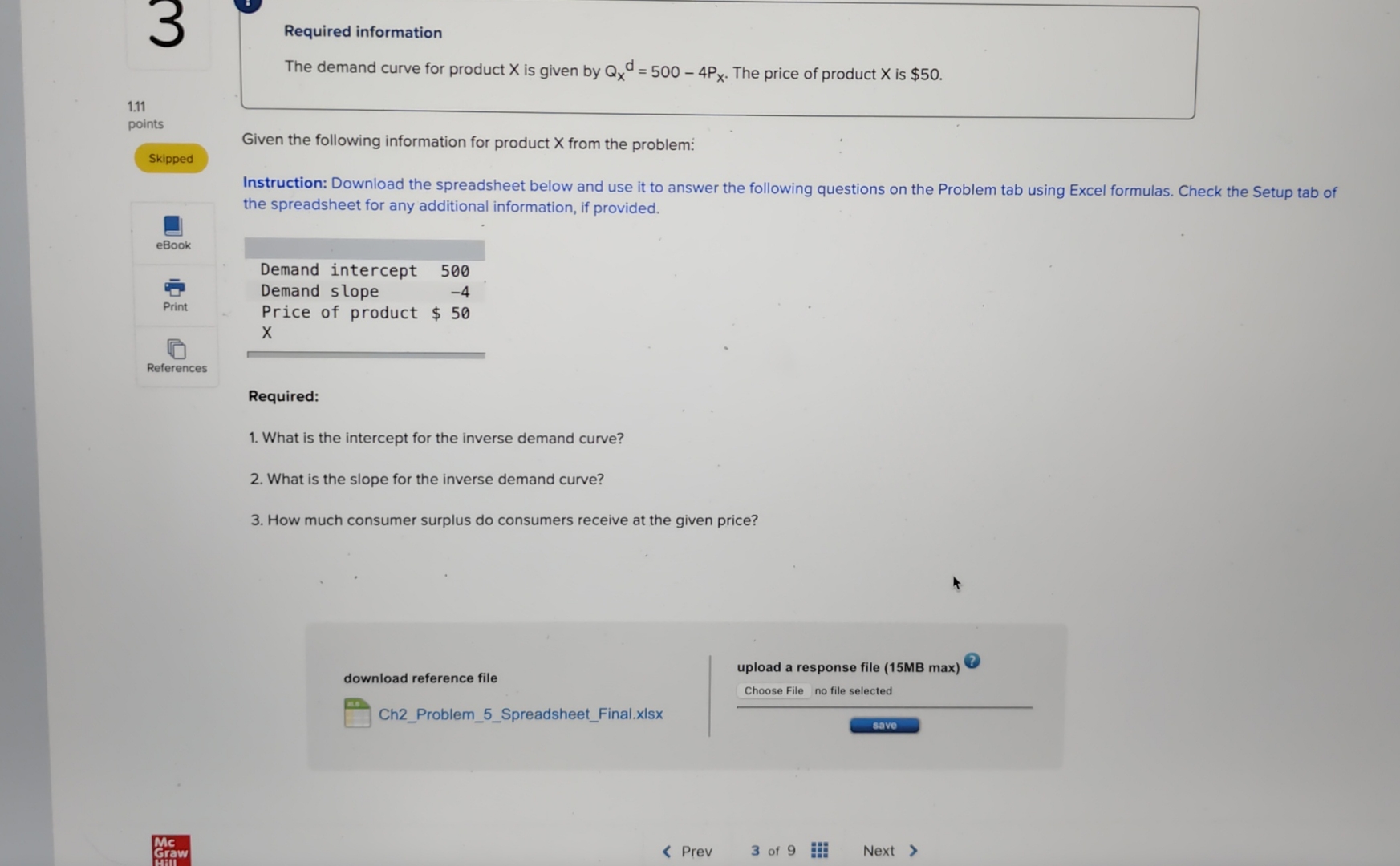 Solved Required informationThe demand curve for product x | Chegg.com