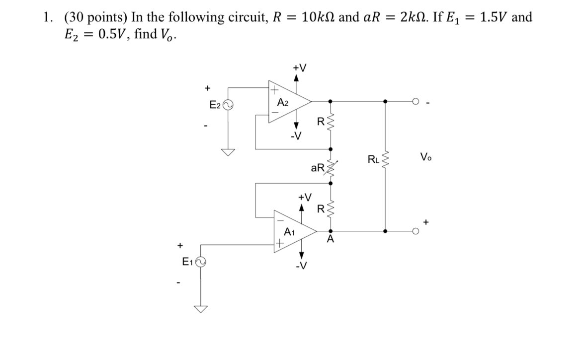 Solved ( 30 ﻿points) ﻿In the following circuit, R=10kΩ ﻿and | Chegg.com