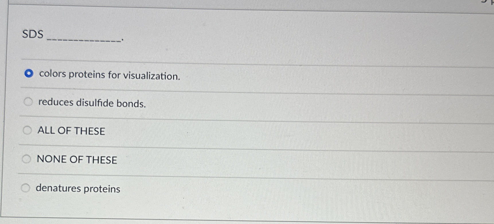 Solved SDScolors proteins for visualization.reduces | Chegg.com