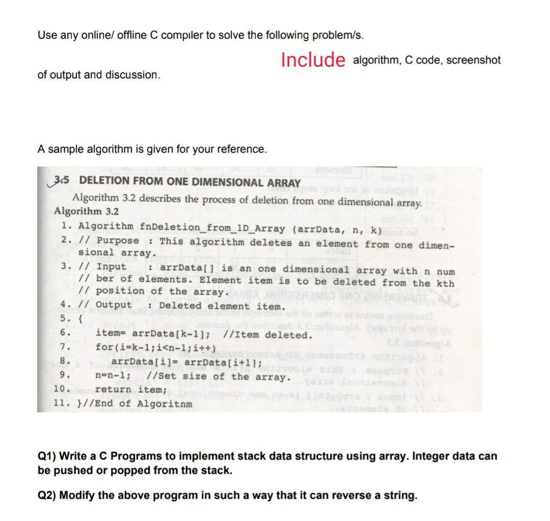 Solved Use any online/ offline C compiler to solve the | Chegg.com