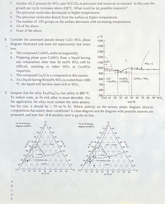Solved 7. Another ALD process for WO3 uses W(CO)6 as | Chegg.com