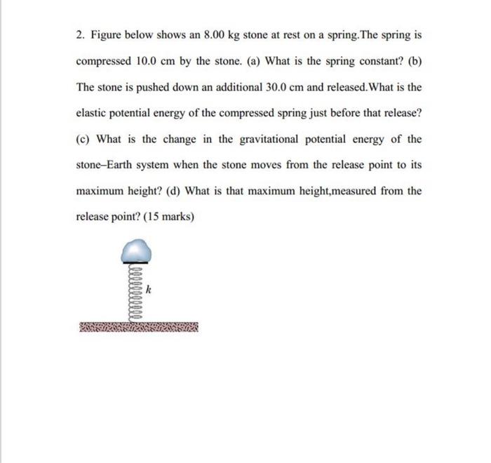 Solved 2. Figure below shows an 8.00 kg stone at rest on a | Chegg.com