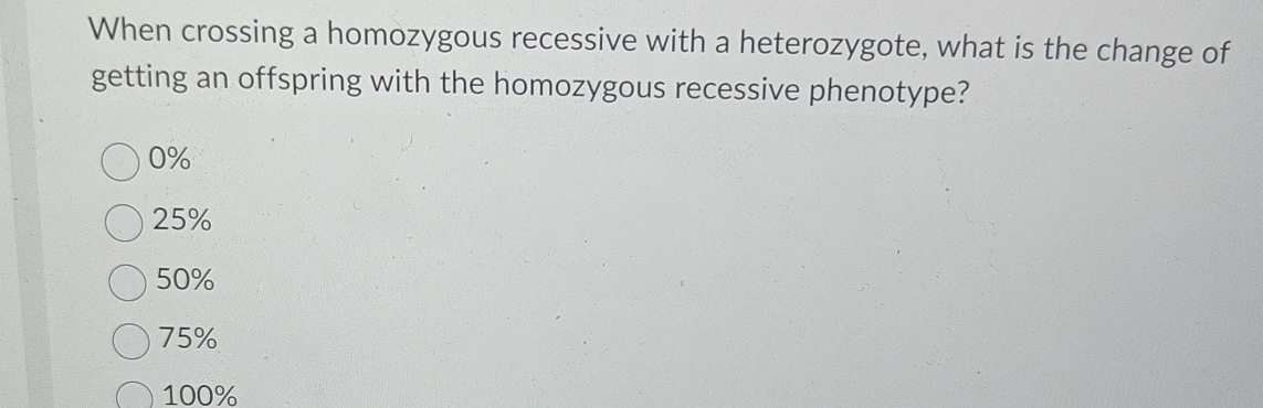 Solved When crossing a homozygous recessive with a | Chegg.com
