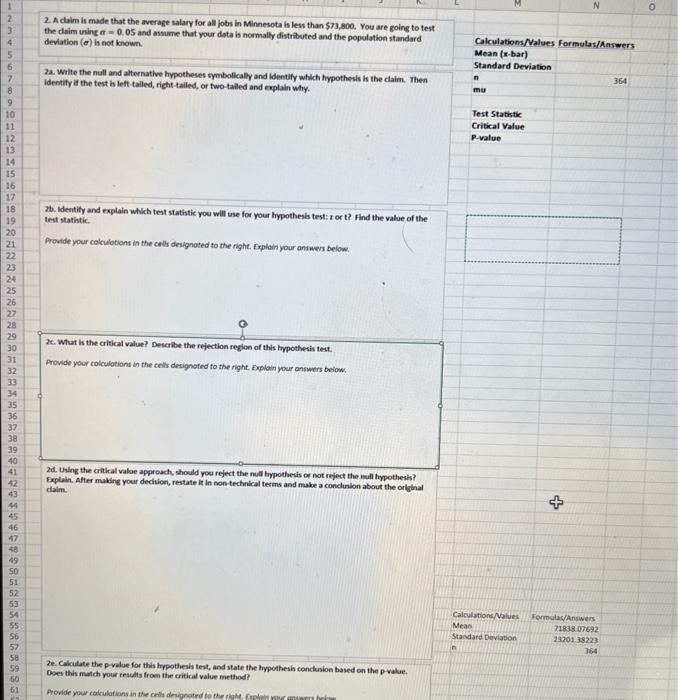 Solved 2c. What is the critical value? Describe the | Chegg.com