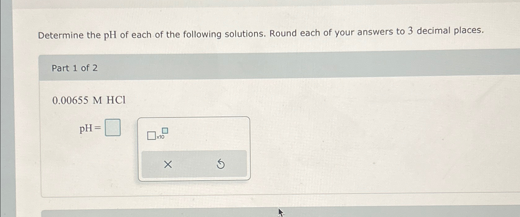 Solved Determine the pH ﻿of each of the following solutions. | Chegg.com