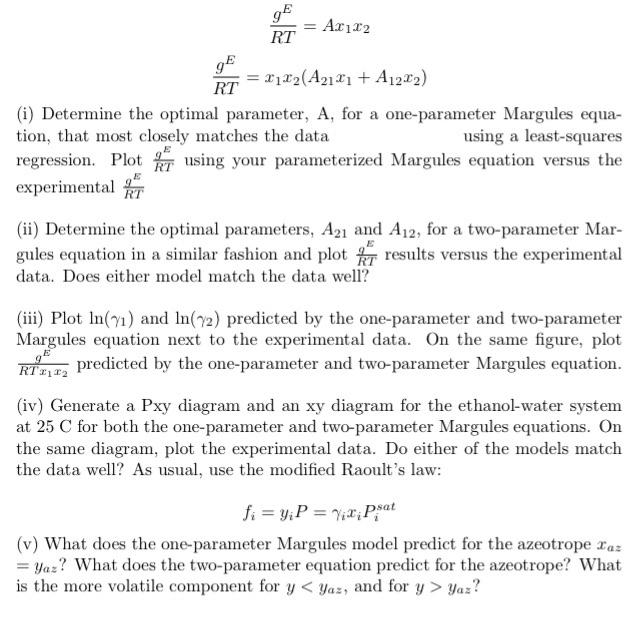 Solved ge = A2 132 RT ge = 2122(A2121 + A1222) RT (i) | Chegg.com