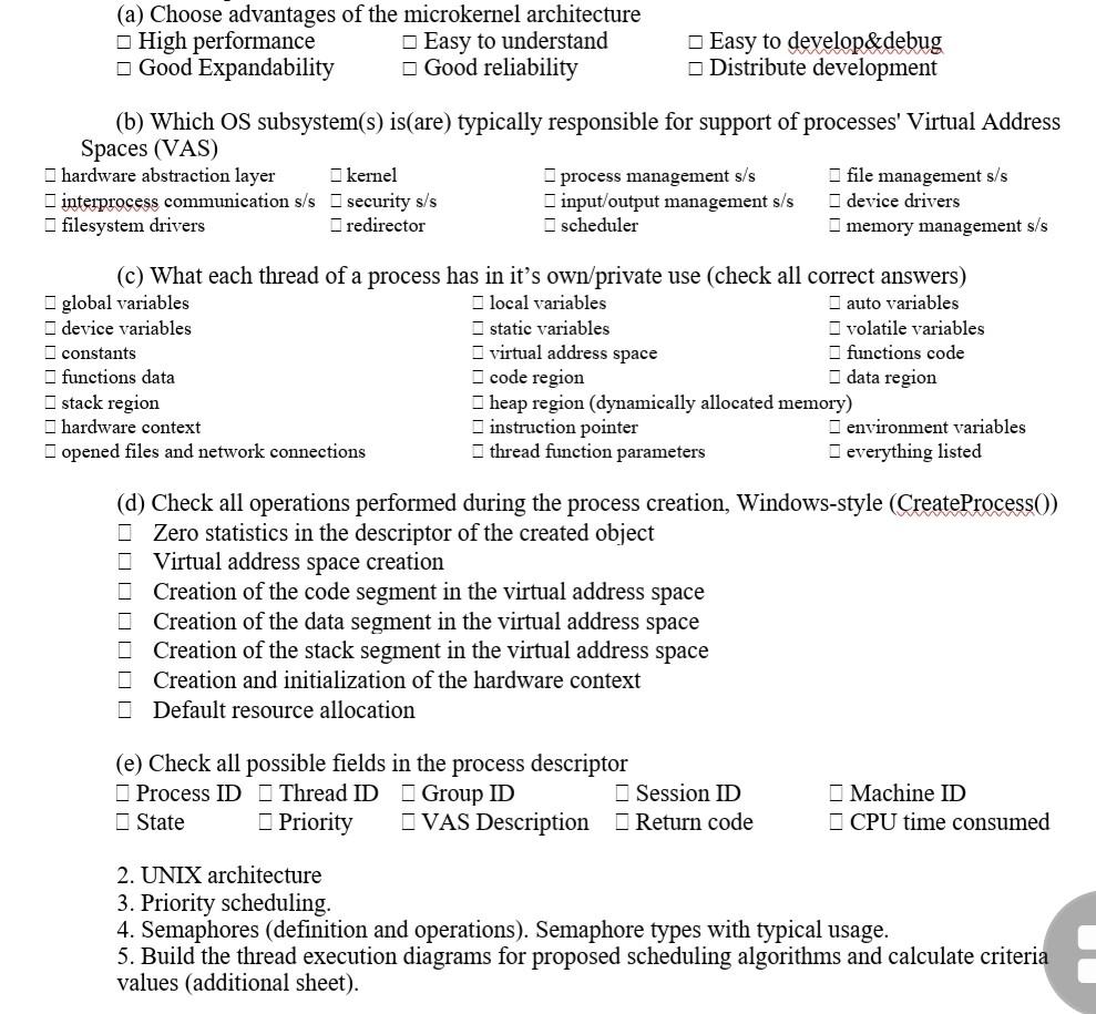 Solved (a) Choose advantages of the microkernel architecture | Chegg.com