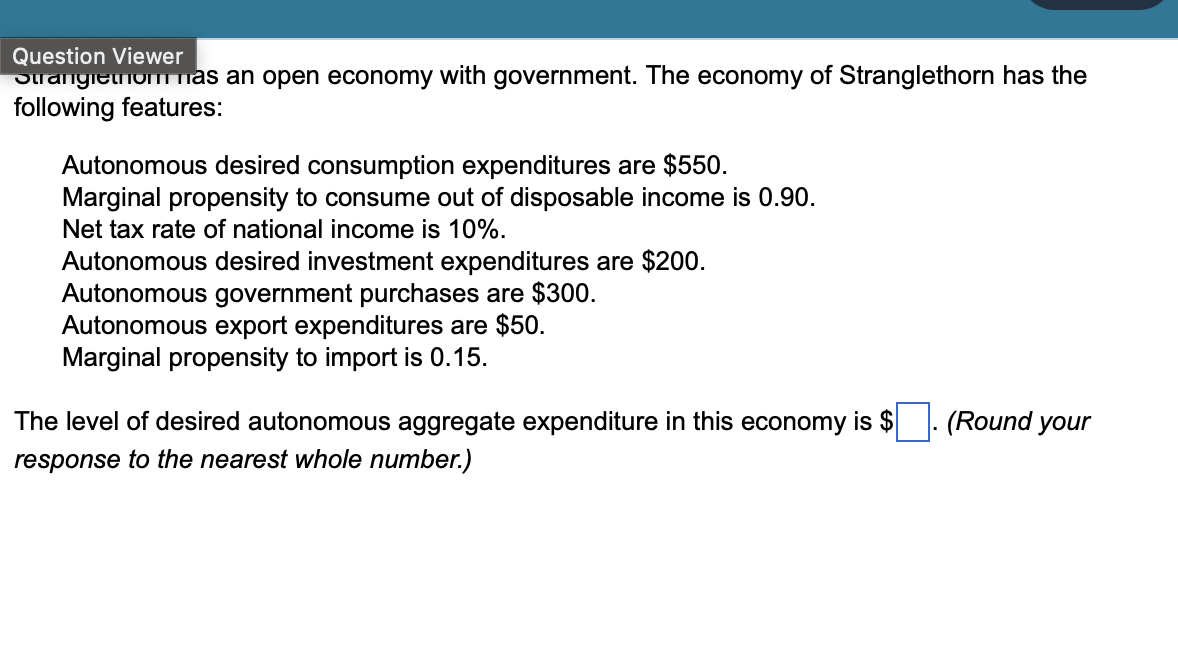 Solved Question ViewerQuangitiruminas an open economy with | Chegg.com