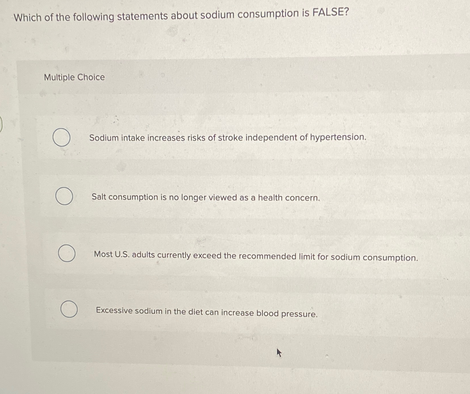 Solved Which of the following statements about sodium | Chegg.com
