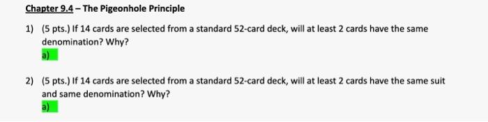 Solved 1) (5 pts.) If 14 cards are selected from a standard | Chegg.com