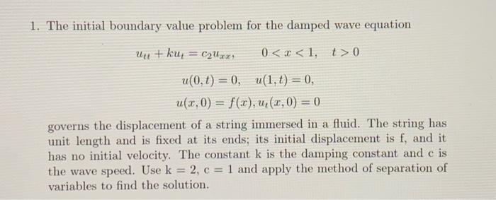 Solved The initial boundary value problem for the damped | Chegg.com