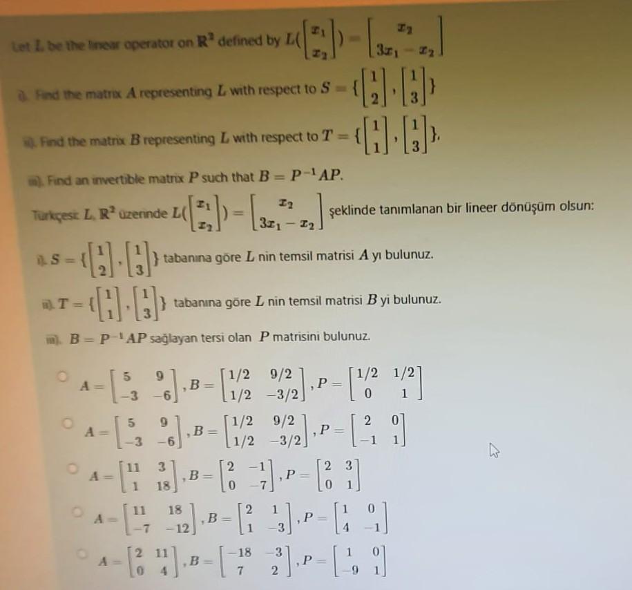 Solved Let be the inear operator on R2 defined by | Chegg.com