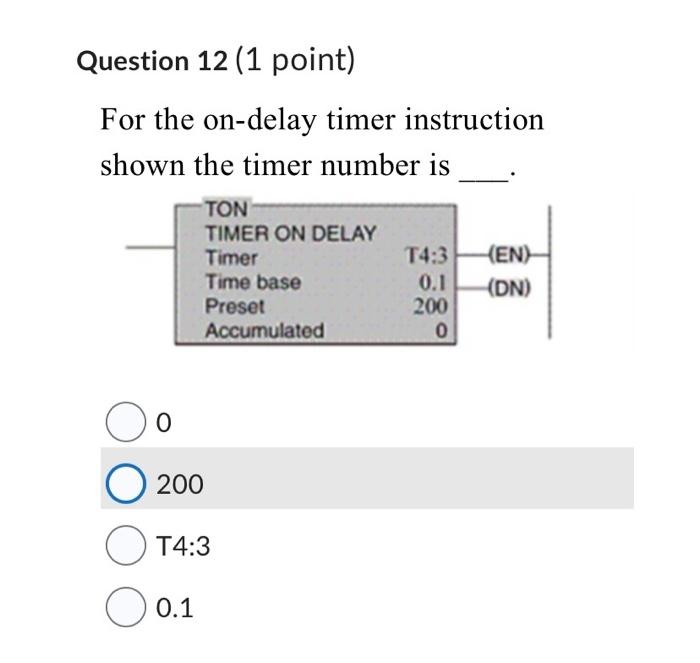 Solved For the on-delay timer instruction shown the timer | Chegg.com