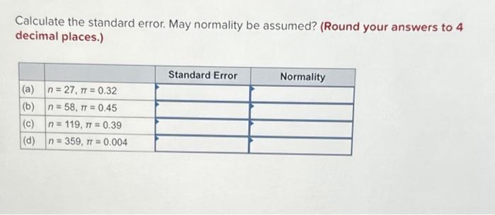 Solved Calculate the standard error. May normality be | Chegg.com