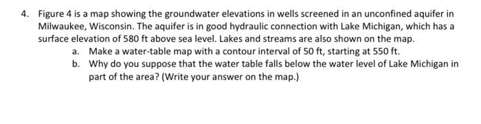 Solved 4. Figure 4 is a map showing the groundwater | Chegg.com