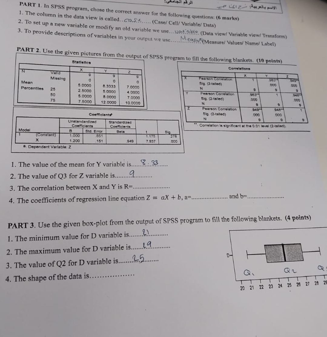 Solved PART 1. ﻿In SPSS program, chose the correct answer | Chegg.com