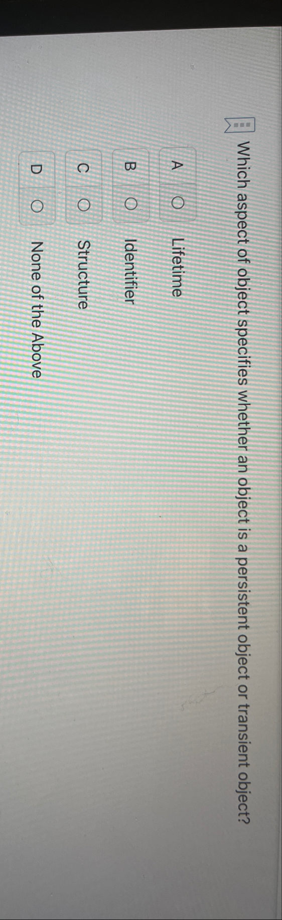 Solved Which Aspect Of Object Specifies Whether An Object Is